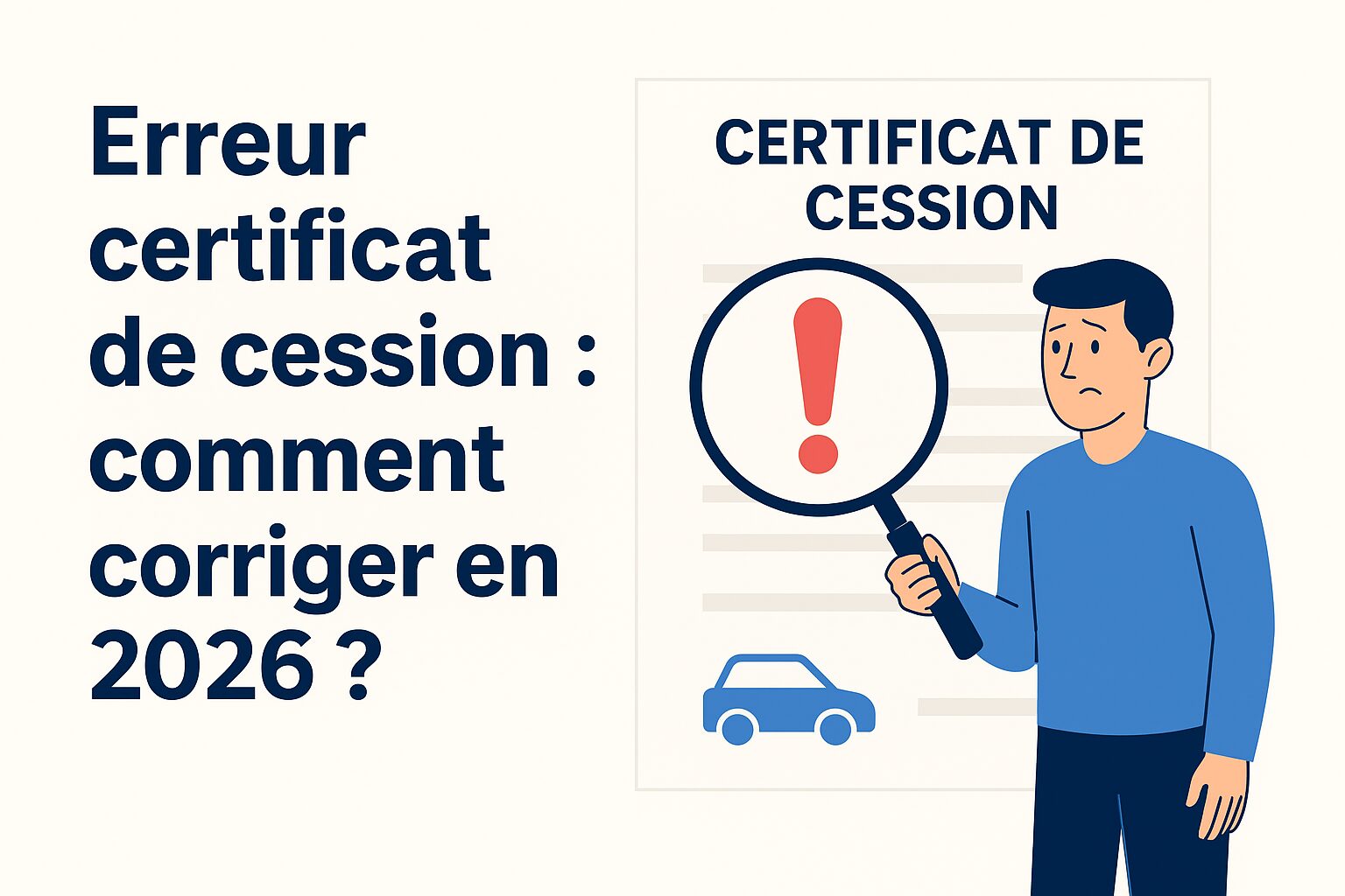 Erreur certificat de cession : comment corriger en 2026